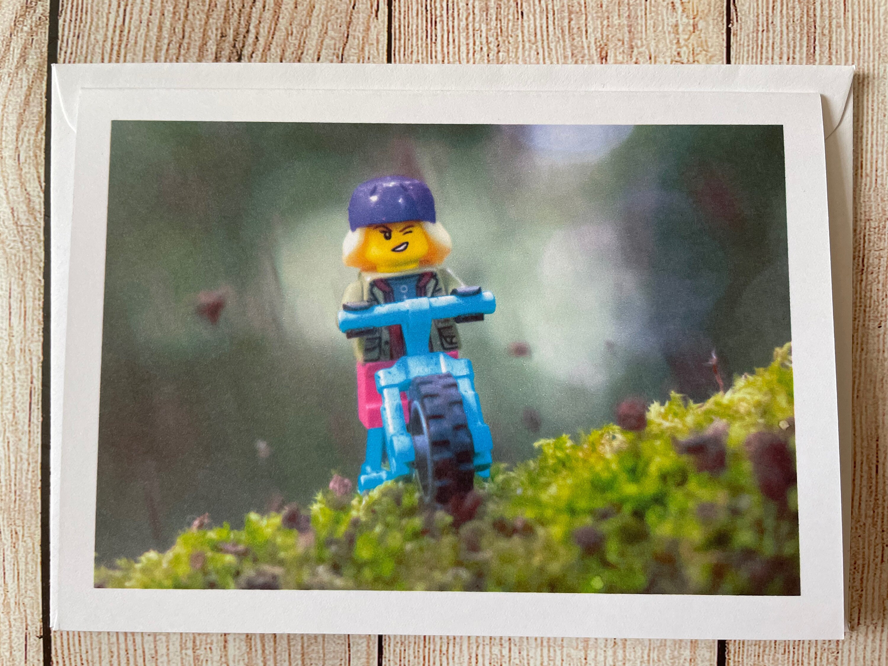 Lego Girl Biker Minifigure Photo Greetings Card - Etsy
