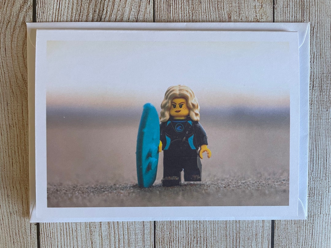 Lego Surfer Girl Minifigure Photo Greetings Card Birthday Handmade ...