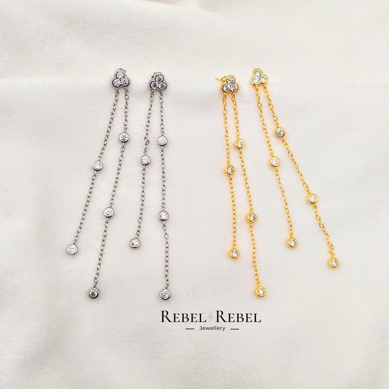 Crystal Chain Earrings - Etsy