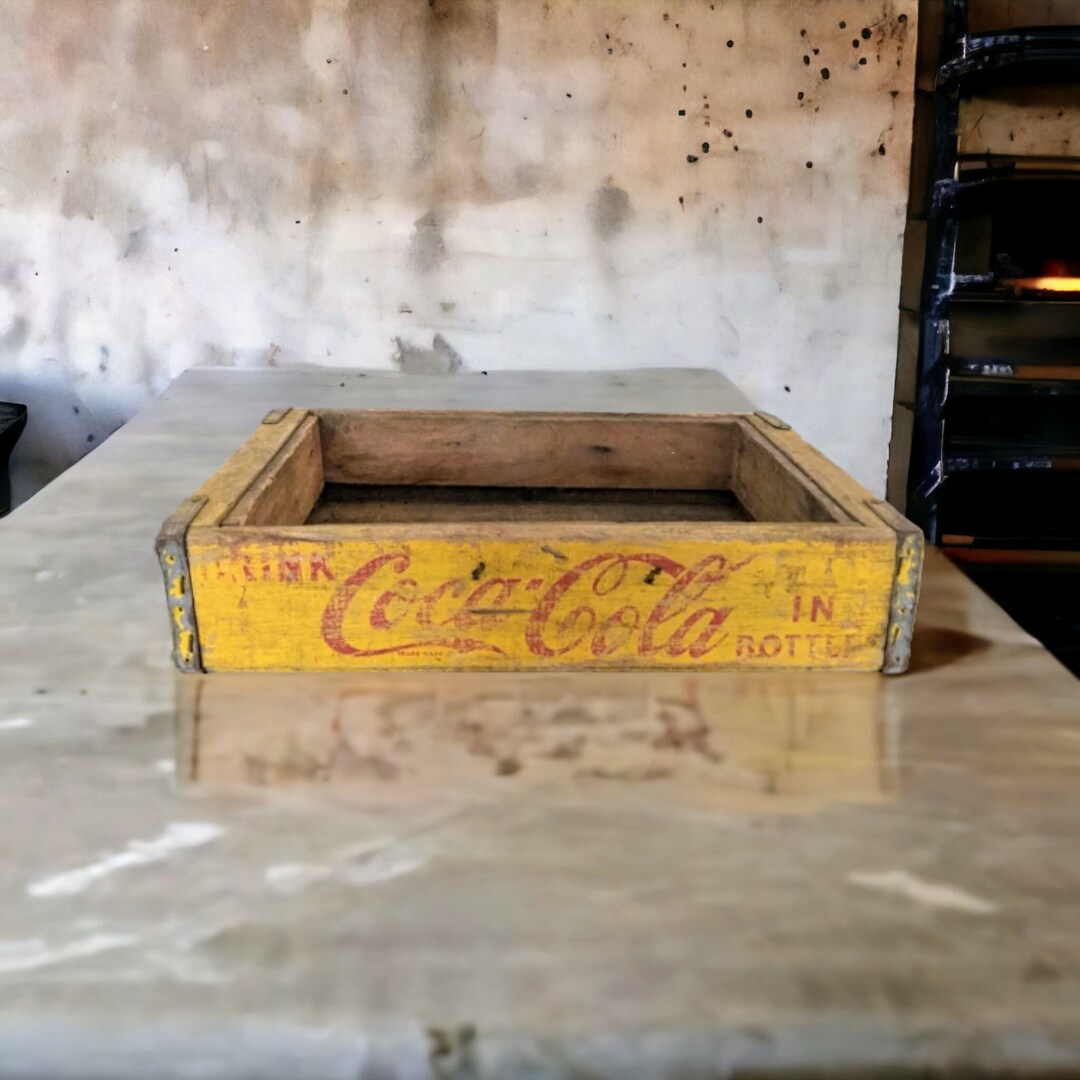 Vintage Yellow Coca-cola Wooden Crate - Etsy