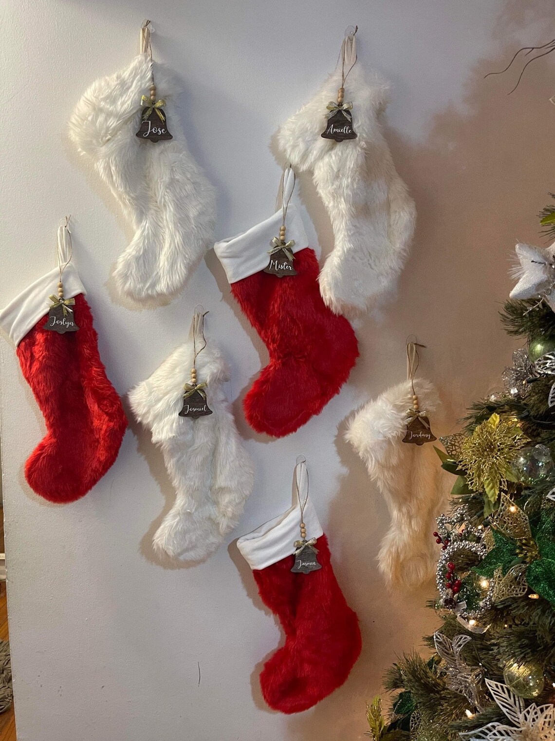 Wooden Bell Shaped Stocking Tags Custom Personalize - Etsy