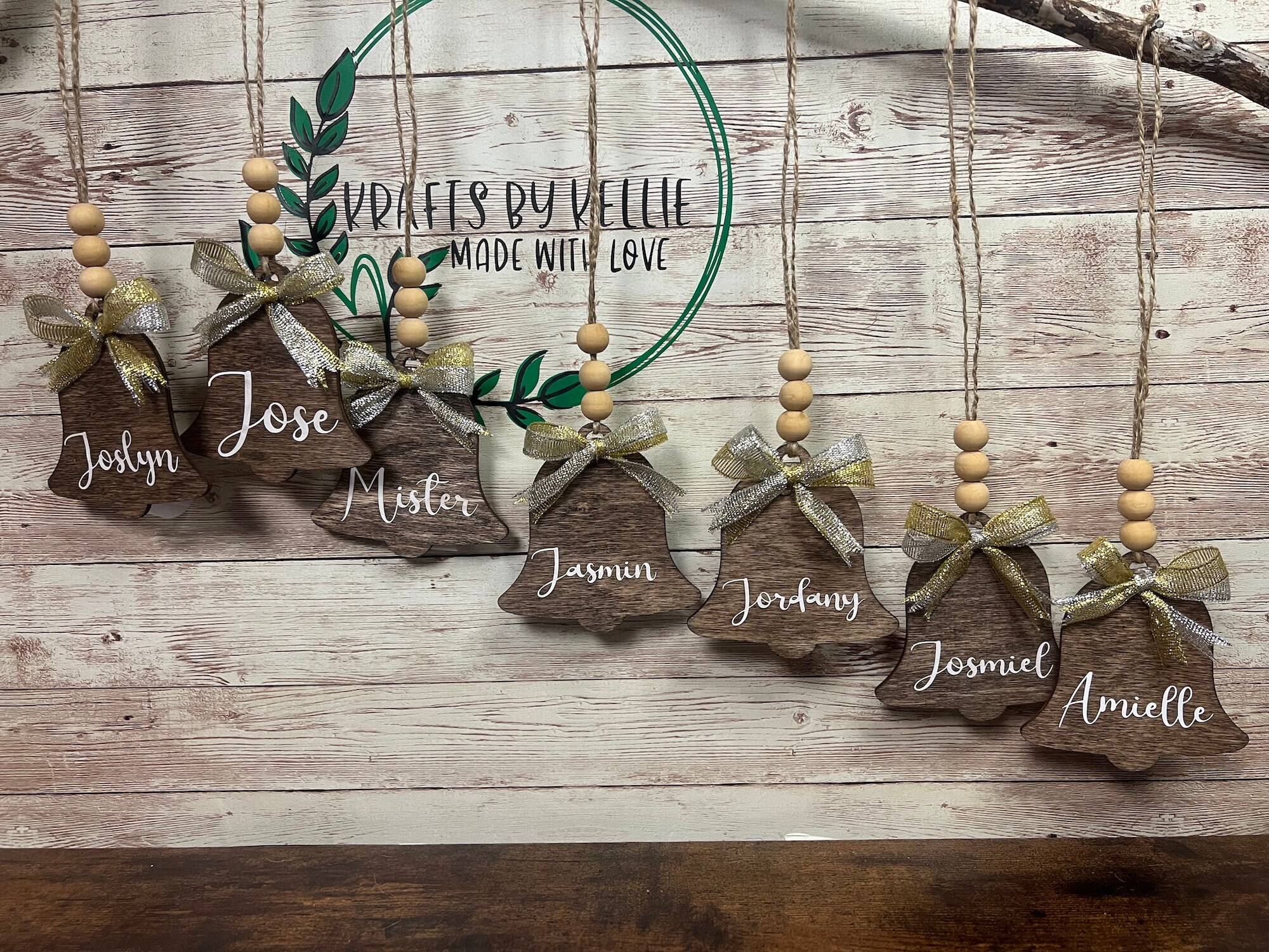 Wooden Bell Shaped Stocking Tags Custom Personalize - Etsy