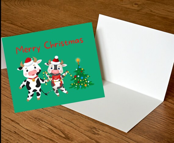 Merry Christmas Greeting Card Printable Holiday Card Greeting | Etsy