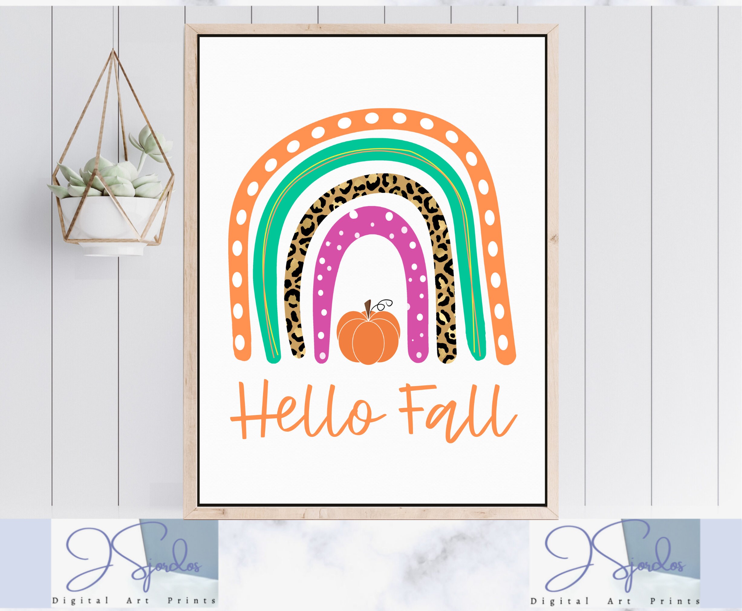Hello Fall Boho Rainbow Hello Fall Sign Fall Home Decor - Etsy