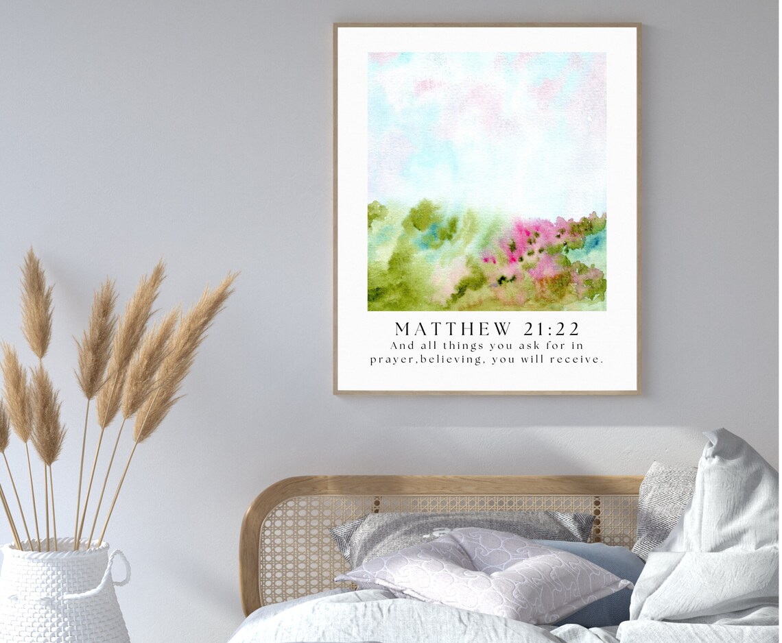 Christian Watercolor Painting With Bible Verse Christian Wall - Etsy