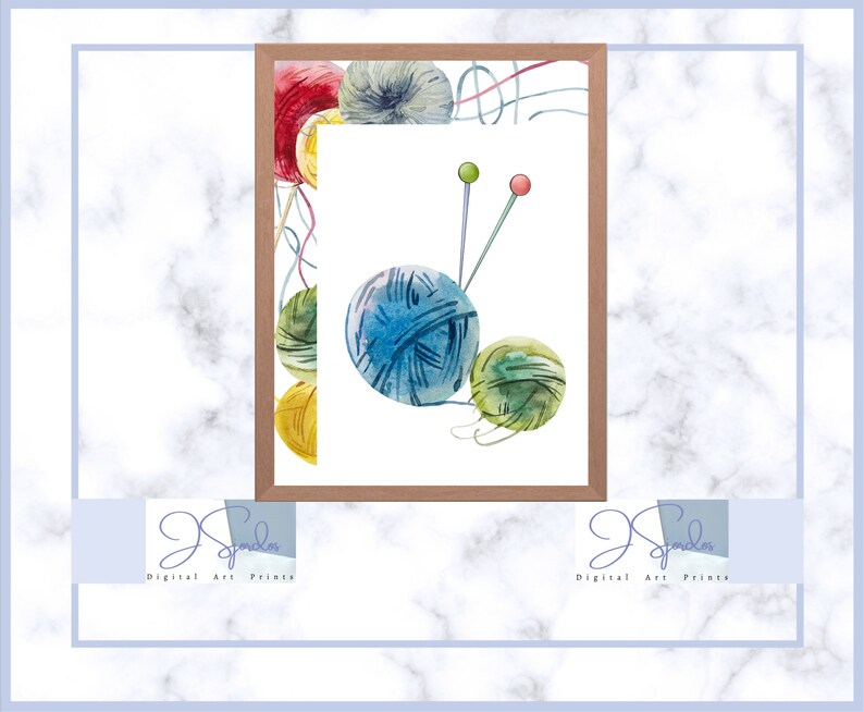 Knitting Digital Art Print, Knitting Wall Art, Home Decor, Knitting ...