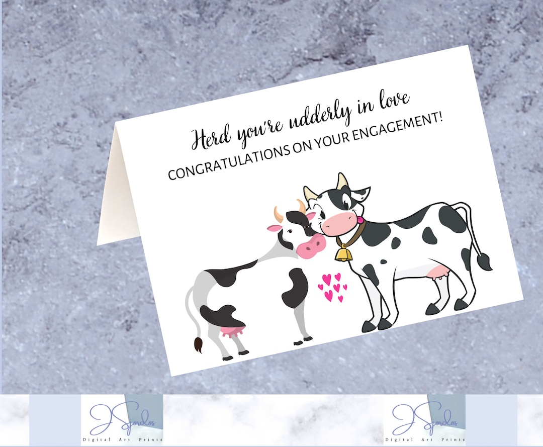 Cow Engagement Card, Printable Cow Cards, Cow Card for Engagement ...