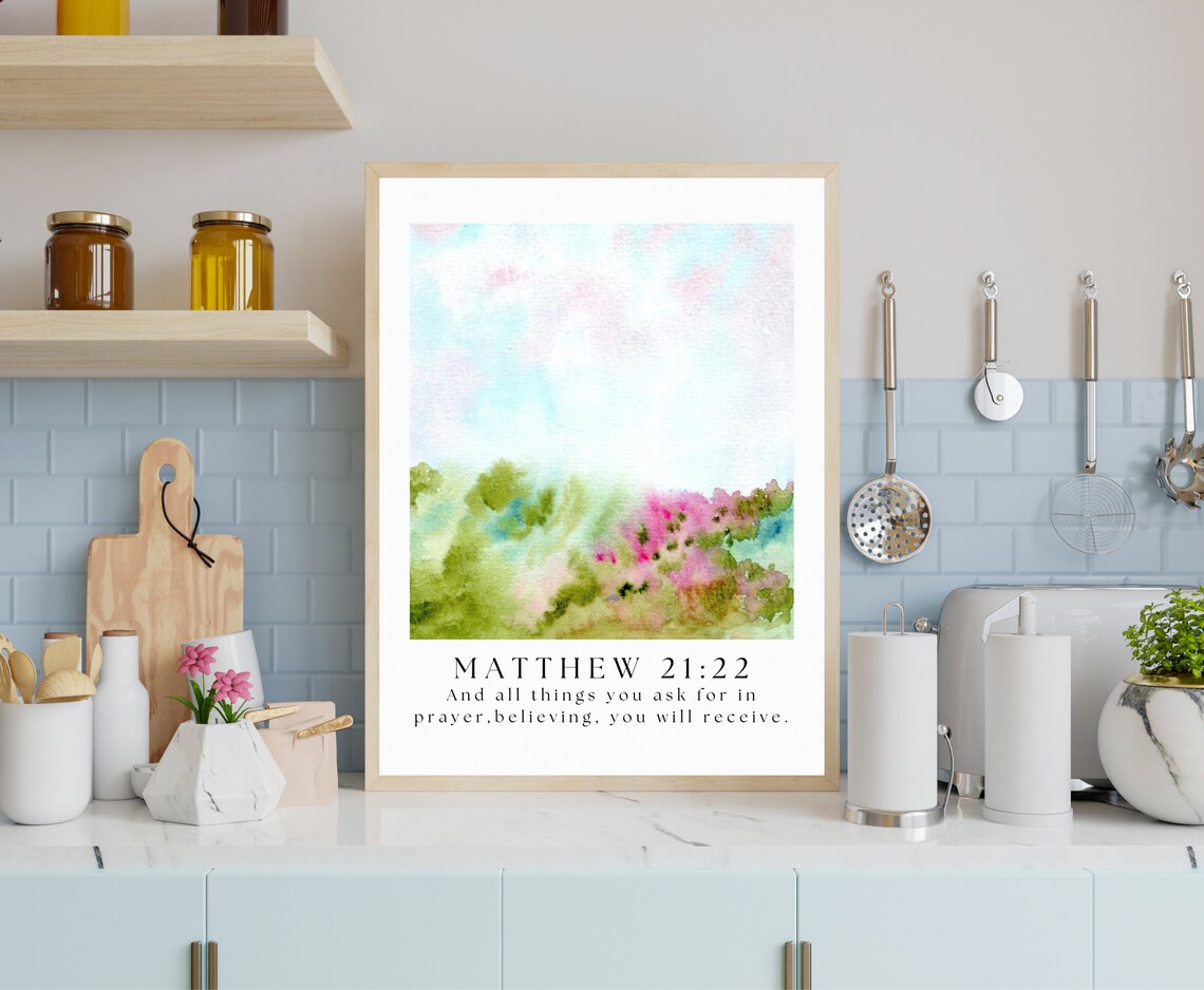 Christian Watercolor Painting With Bible Verse Christian Wall - Etsy
