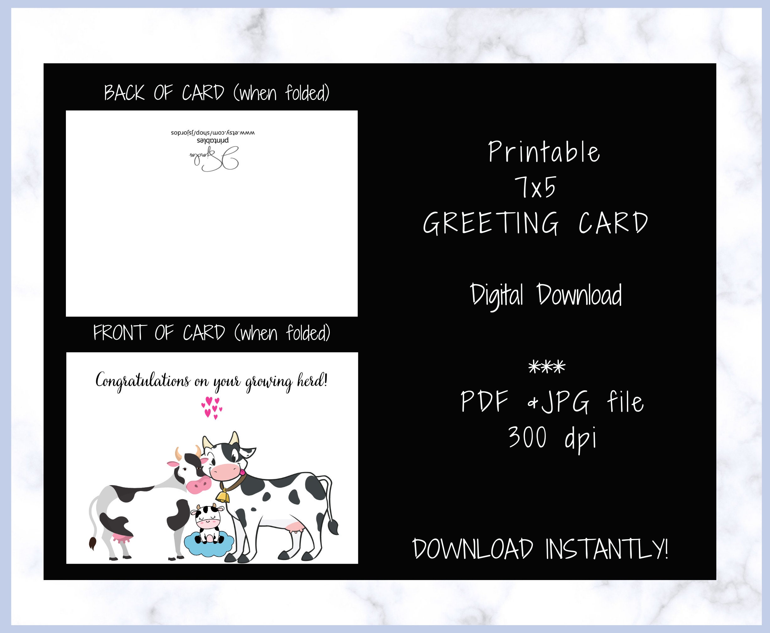 Cow Card for Baby Shower, New Baby Printable Card, Printable Cow Cards ...