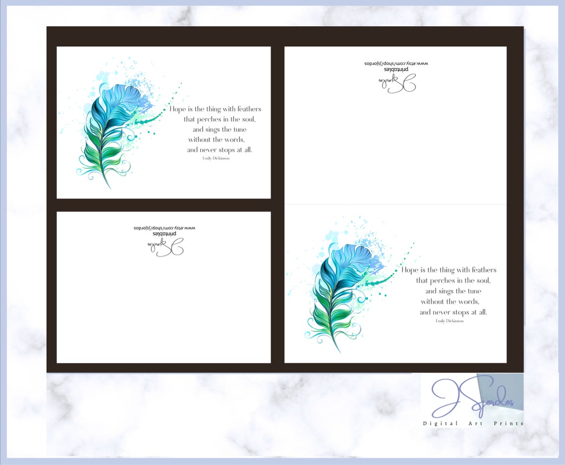 Emily Dickinson Poem Printable Card, Emily Dickinson Hope is the Thing ...