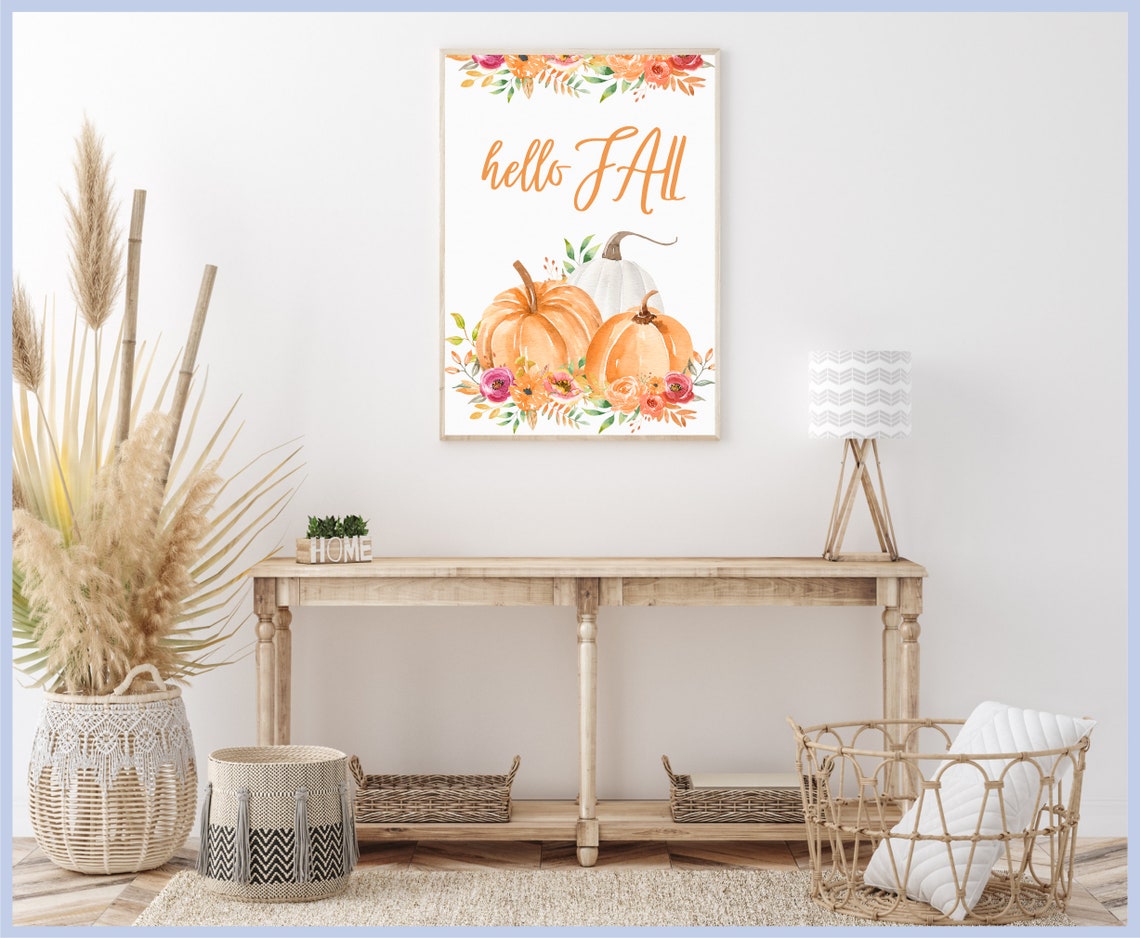 Hello Fall Sign, Hello Fall Digital Print, Fall Home Decor, Fall ...