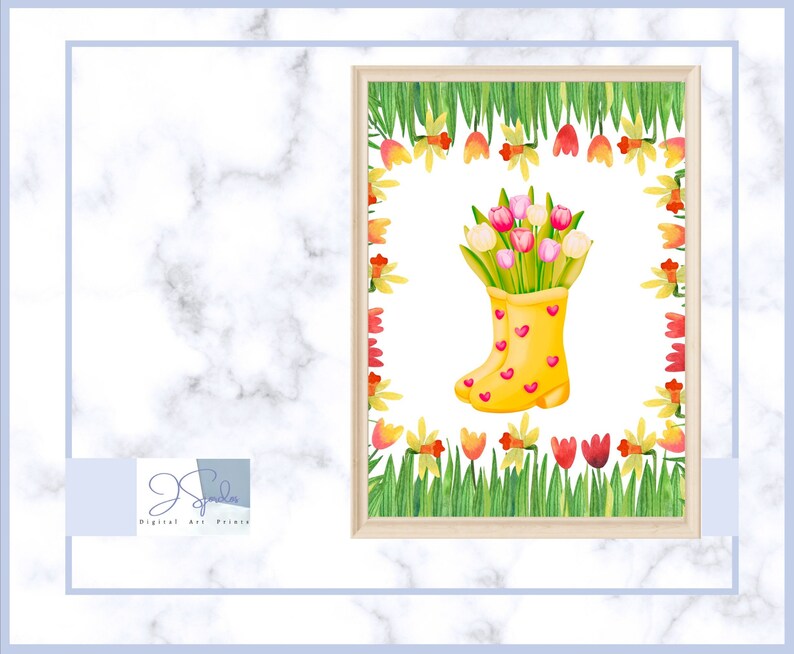 Spring Tulips Art Print, Spring Digital Print, Watercolor Tulips ...