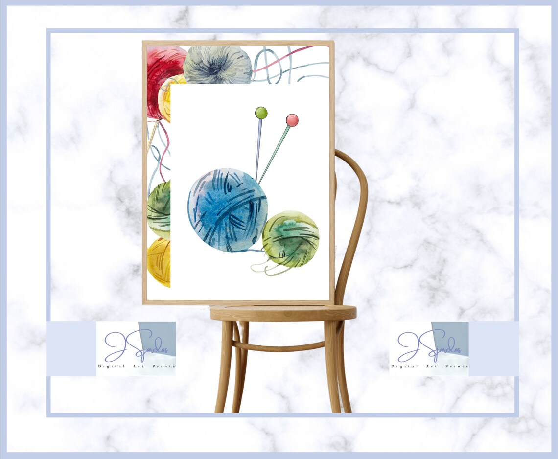 Knitting Digital Art Print Knitting Wall Art Home Decor - Etsy