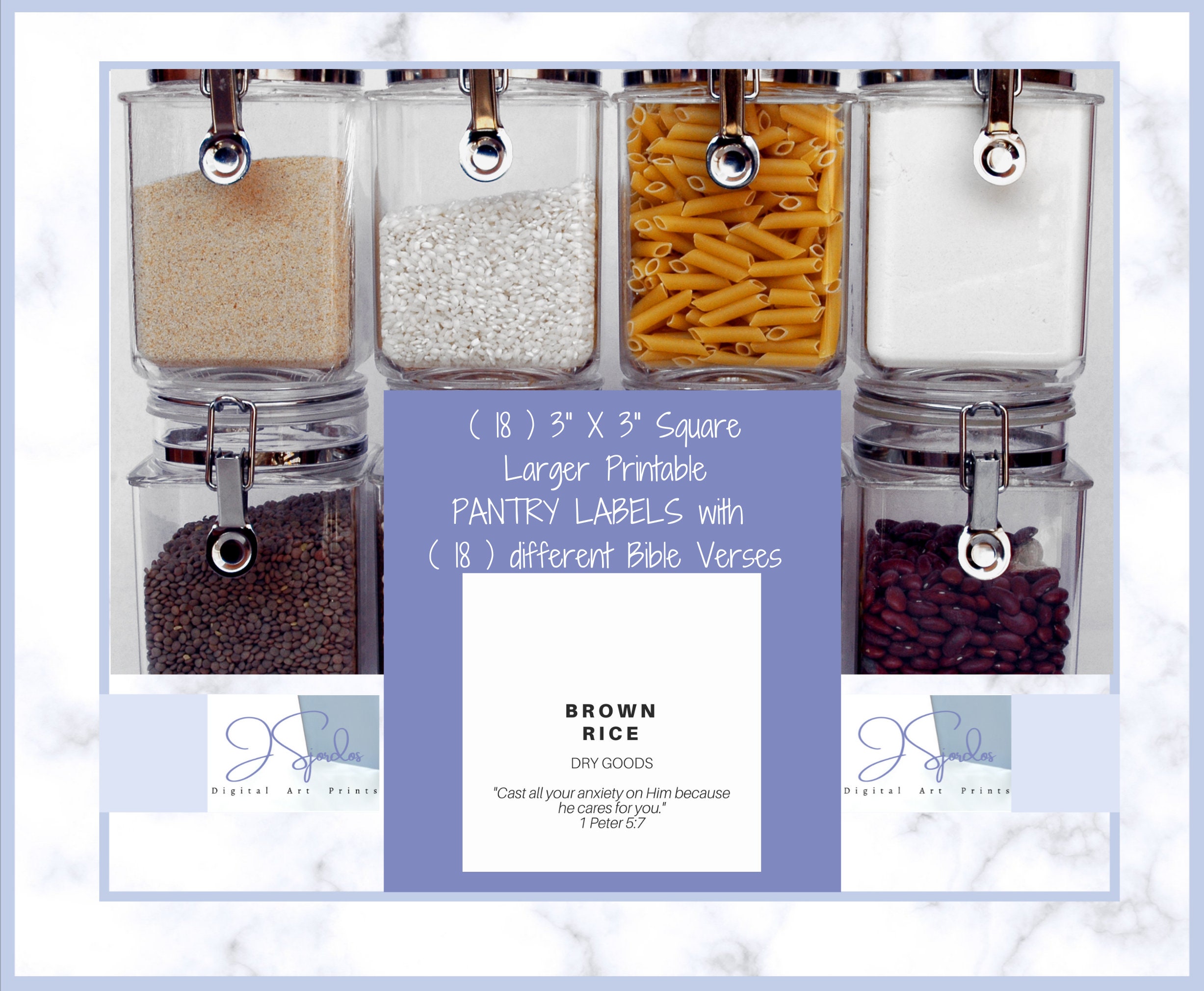 Printable Pantry Labels, Bible Verses, Kitchen Pantry Labels, Storage ...