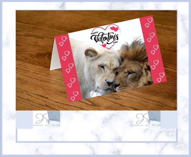 Lion and Lioness Printable Card Valentine, Valentine's Day Card ...