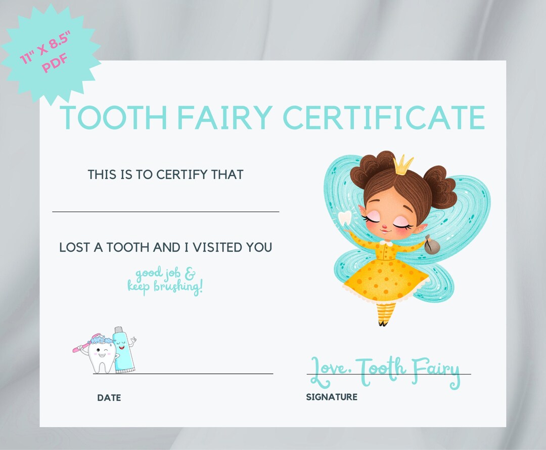 Lost Tooth Record, Tooth Fairy Certificate, Pdf, Lost Tooth Chart ...