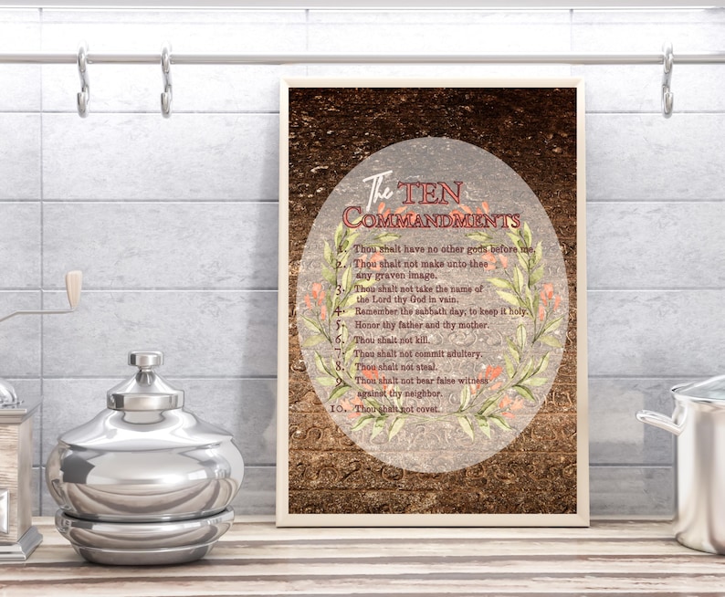 The Ten Commandments Print, Christian Wall Art, Christian Wall Decor ...