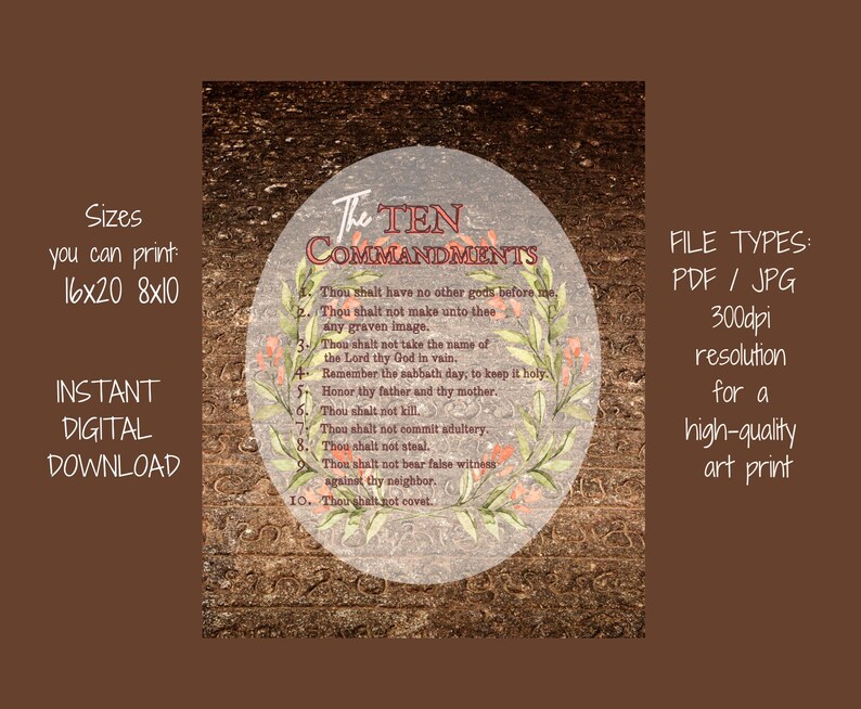 The Ten Commandments Wall Art, KJV, Christian Canvas Wall Decor ...