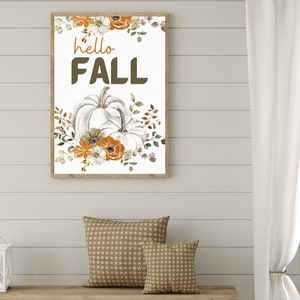 Hello Fall Art, Hello Fall Digital Print, Fall Home Decor, Fall Digital ...