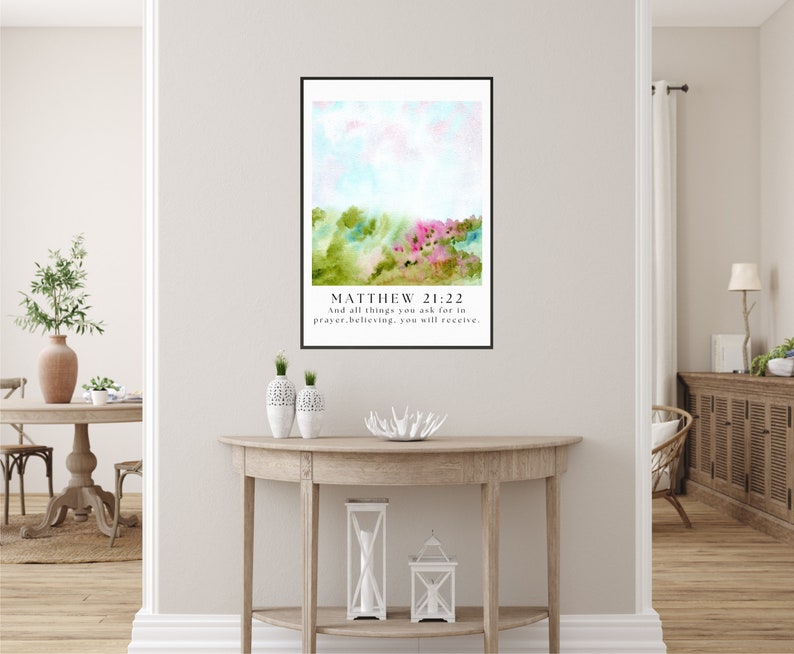 Christian Watercolor Painting With Bible Verse Christian Wall - Etsy