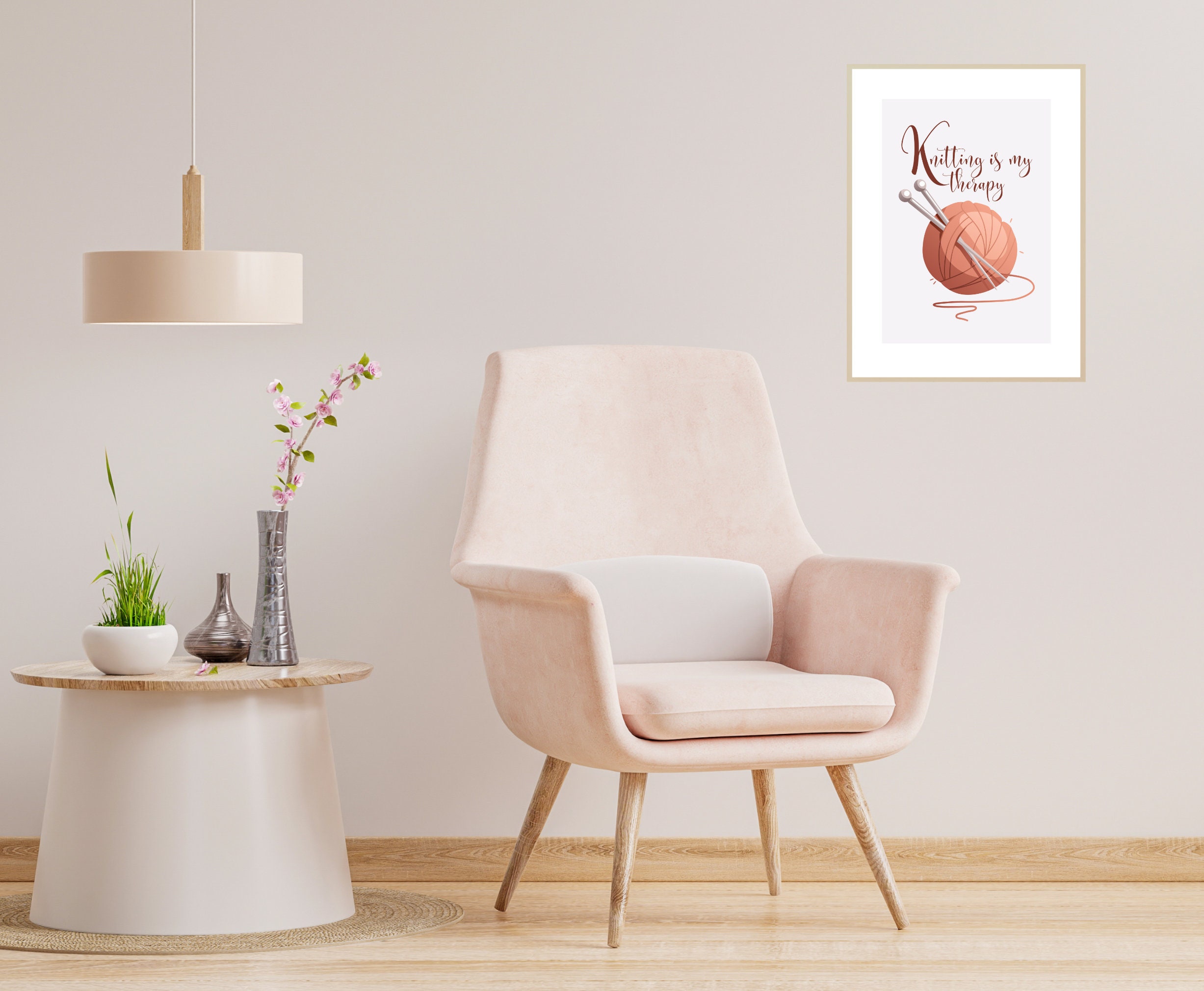 Knitting is My Therapy Wall Art, Knitting Picture, Yarn Ball, Knitting ...