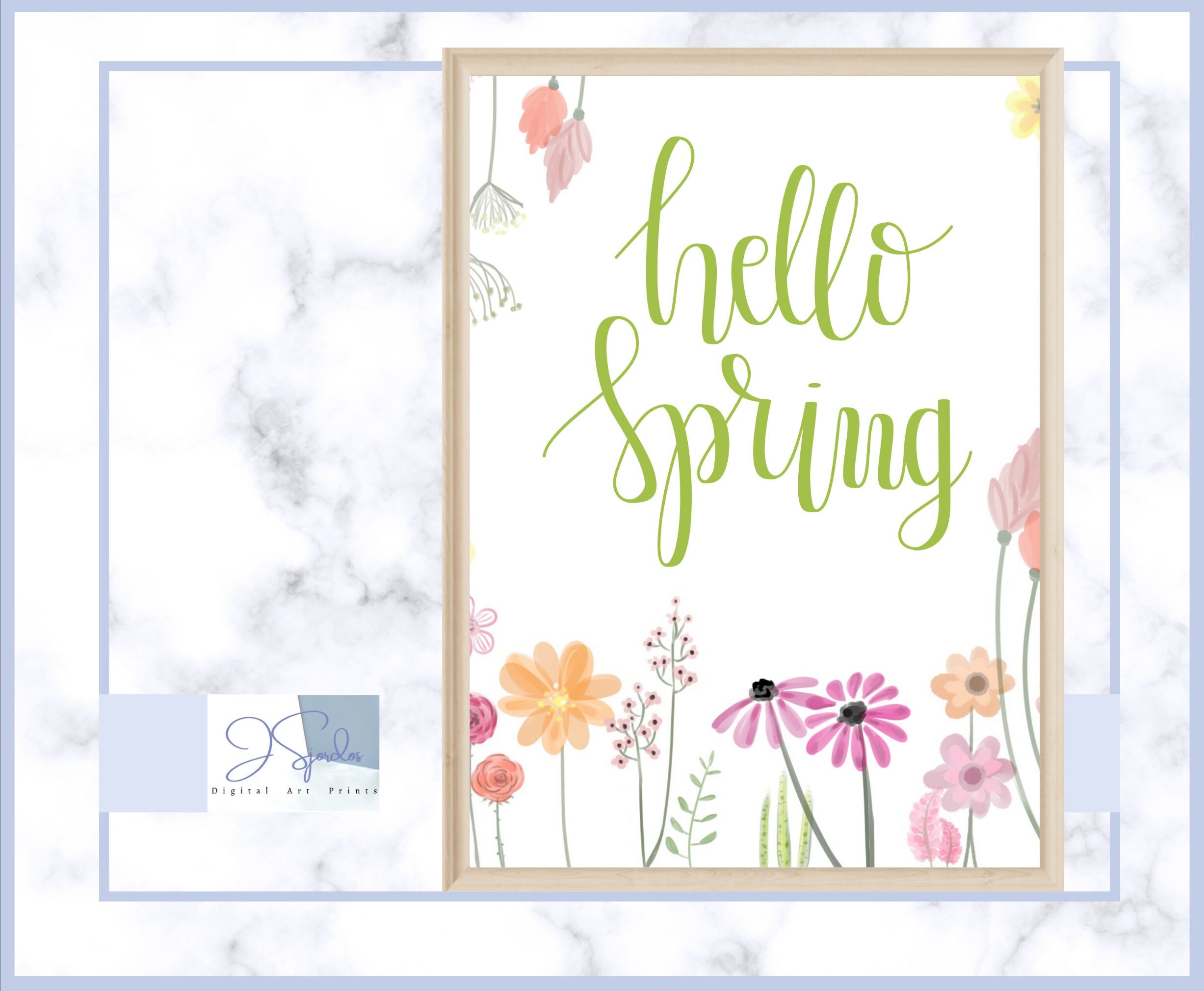 Hello Spring Printable Farmhouse Sign Hello Spring With - Etsy