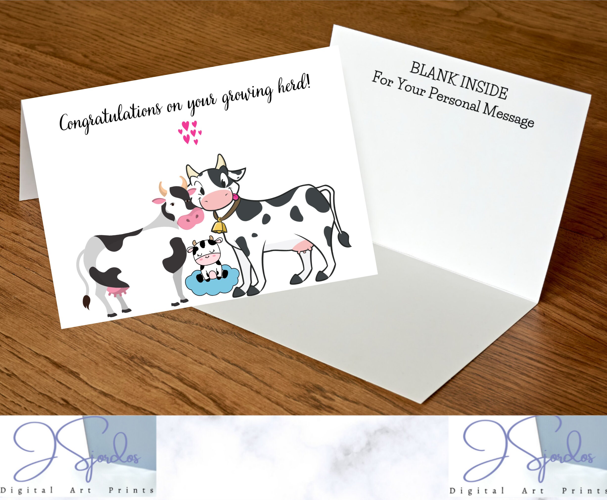 Cow Card for Baby Shower, New Baby Printable Card, Printable Cow Cards ...
