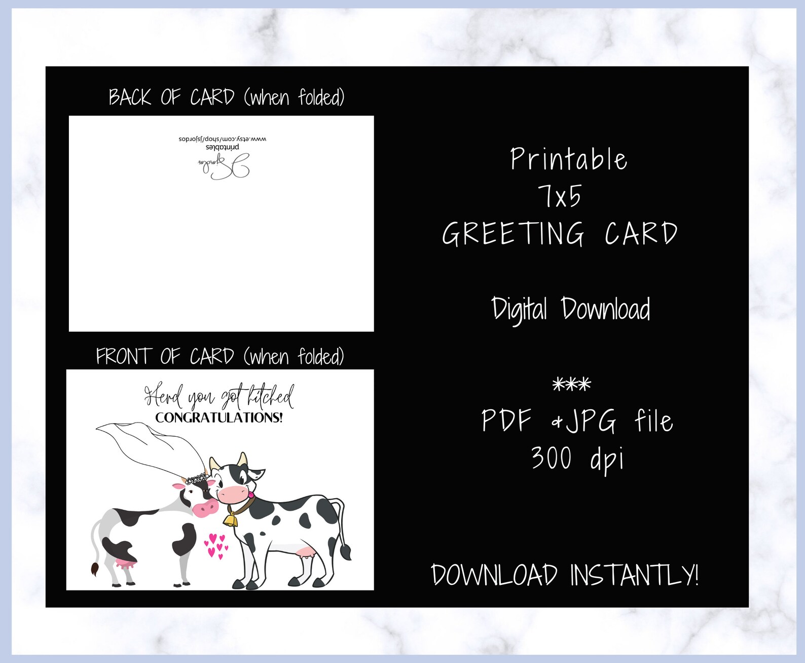 Cow Wedding Card, Printable Cow Cards, Cow Card for Wedding, Cartoon ...