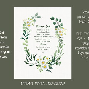 Doxology Art Print, Doxology Wall Art, Hymn of Praise Printable Art ...