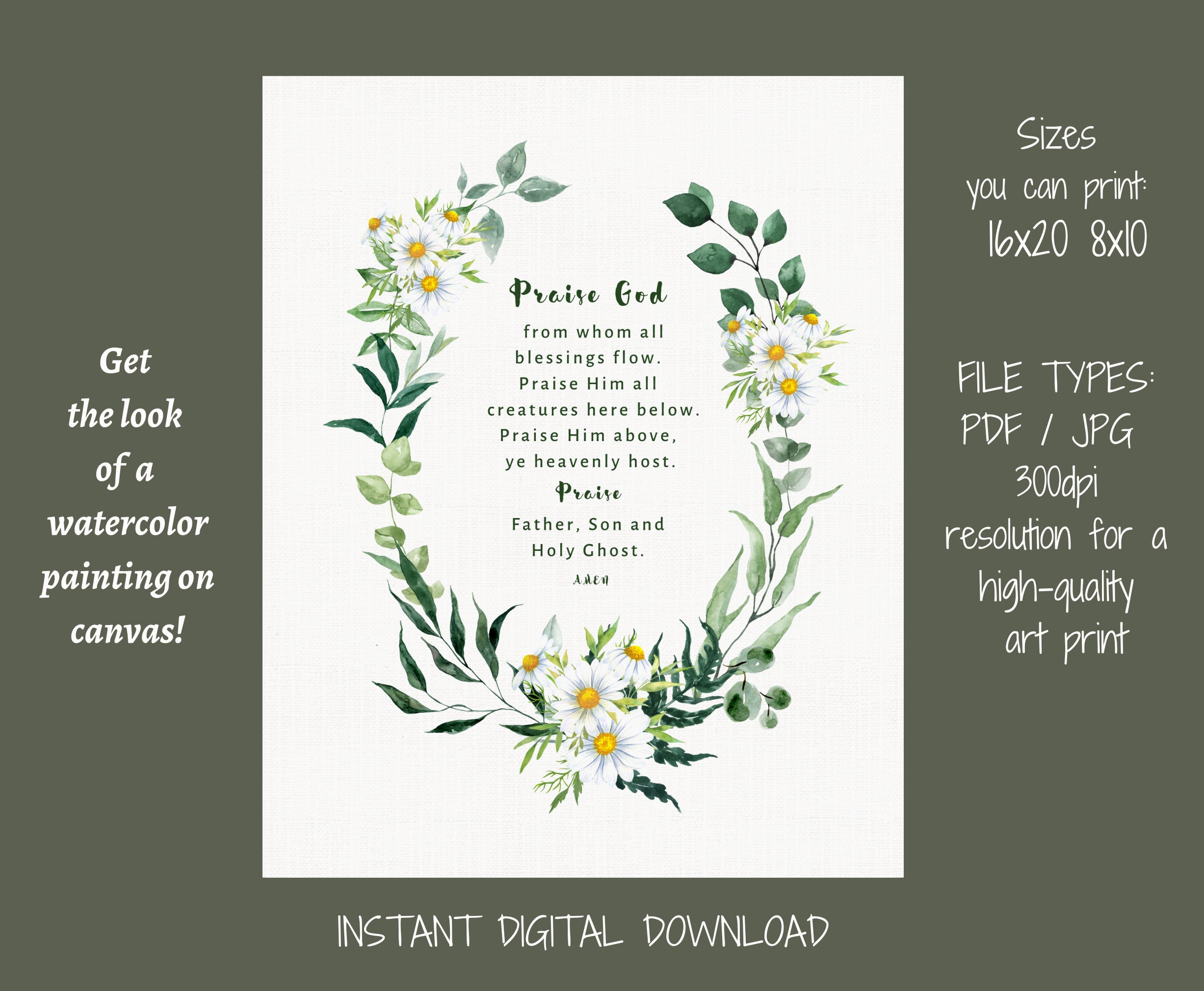 Doxology Art Print, Doxology Wall Art, Hymn of Praise Printable Art ...