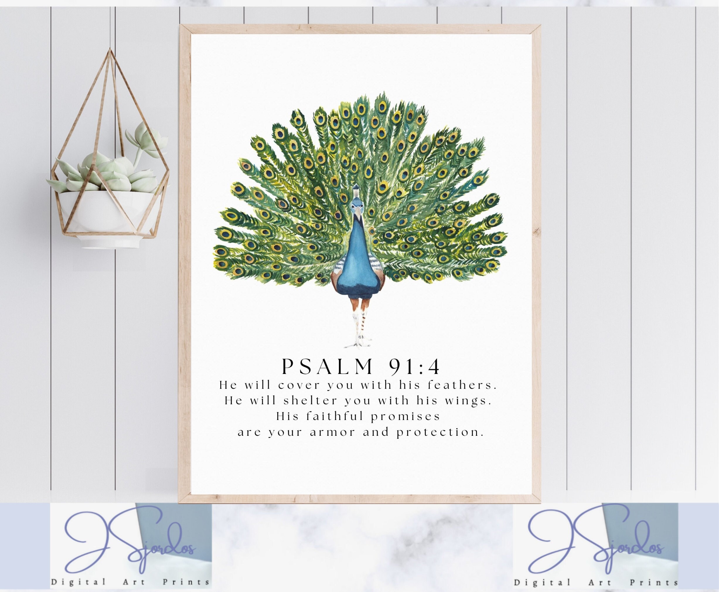 Psalm 91:4 Scripture Verse Wall Poster Wall Art Bible - Etsy