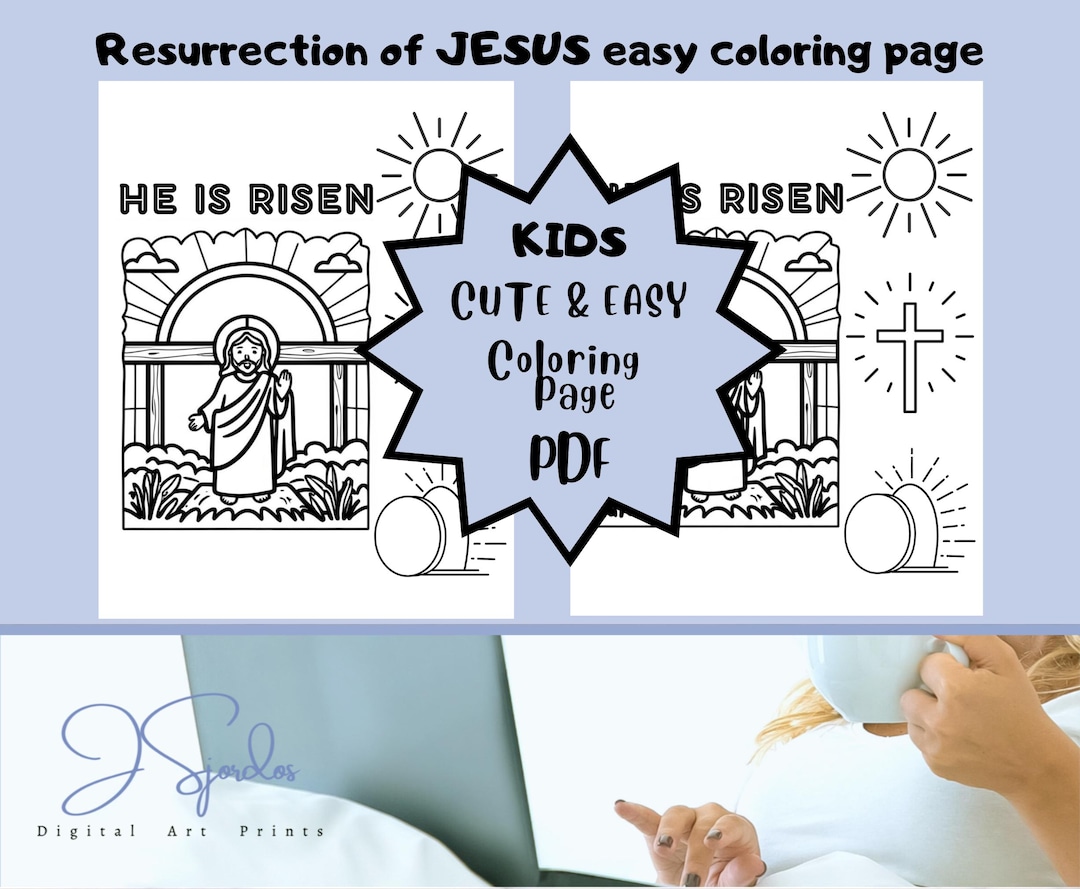 Easter Religious Coloring Sheet for Kids Downloadable Resurrection of ...