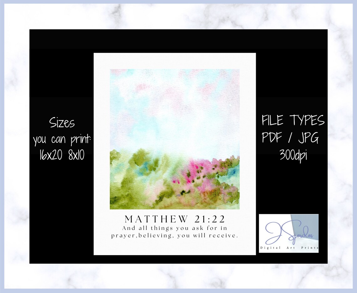 Christian Watercolor Painting With Bible Verse Christian Wall - Etsy