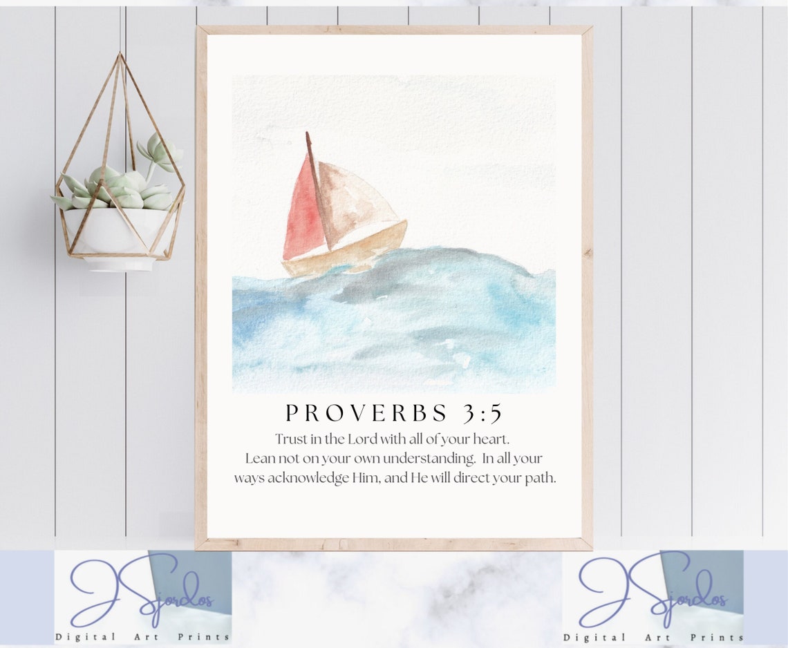 Nautical Nursery Wall Art, Bible Art for Nursery Wall, Printable Bible ...