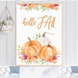 Hello Fall Sign, Hello Fall Digital Print, Fall Home Decor, Fall ...