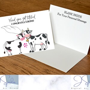 Cow Wedding Card, Printable Cow Cards, Cow Card for Wedding, Cartoon ...