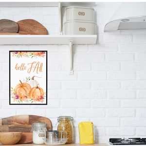 Hello Fall Sign, Hello Fall Digital Print, Fall Home Decor, Fall ...