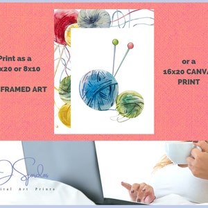 Knitting Digital Art Print, Knitting Wall Art, Home Decor, Knitting ...