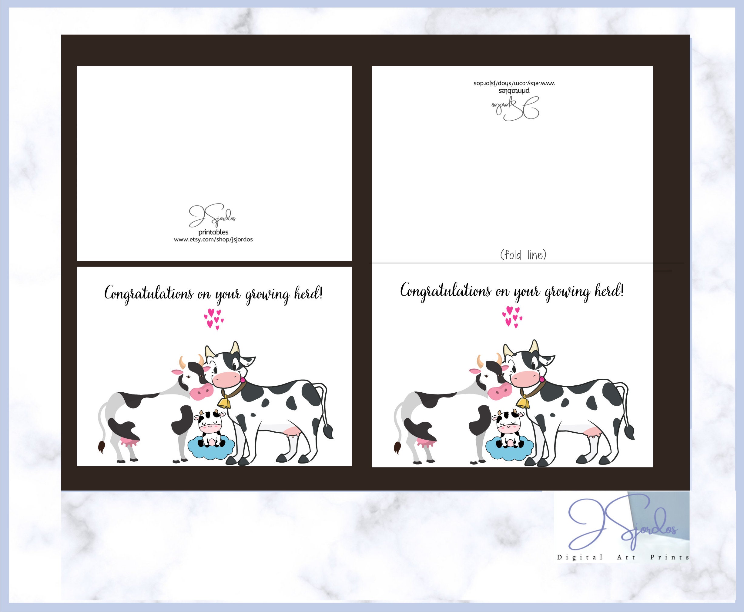 Cow Card for Baby Shower, New Baby Printable Card, Printable Cow Cards ...