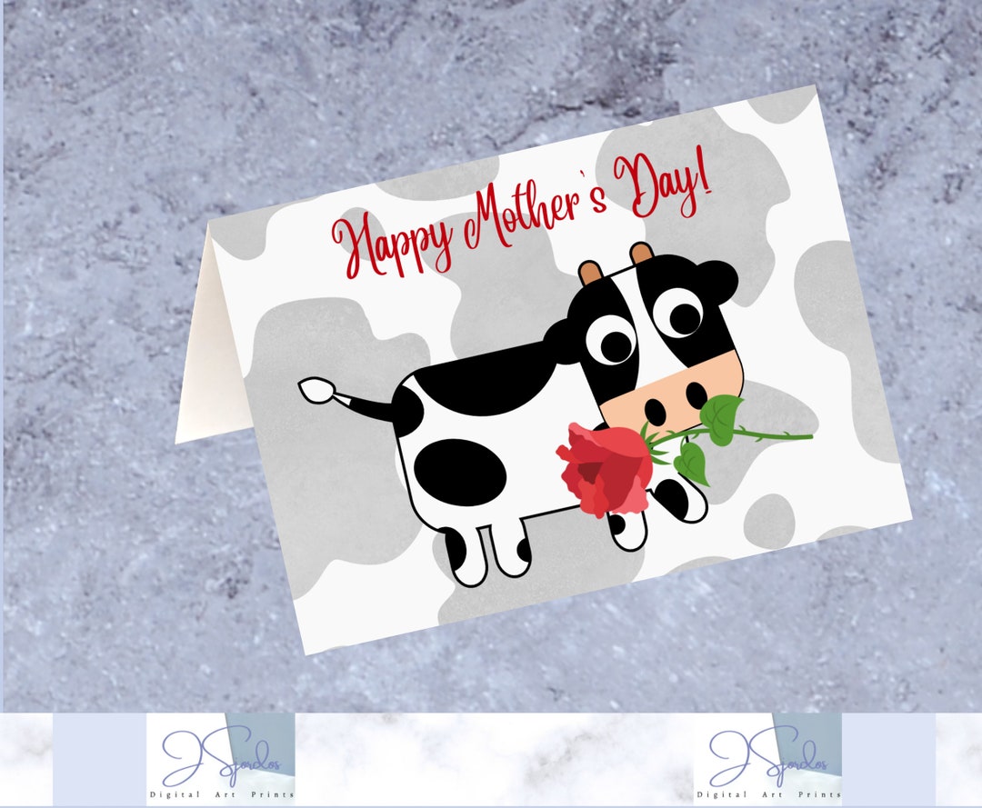 Cow Mother's Day Card Printable, Cow Card for Mom, Mothers Day Card ...