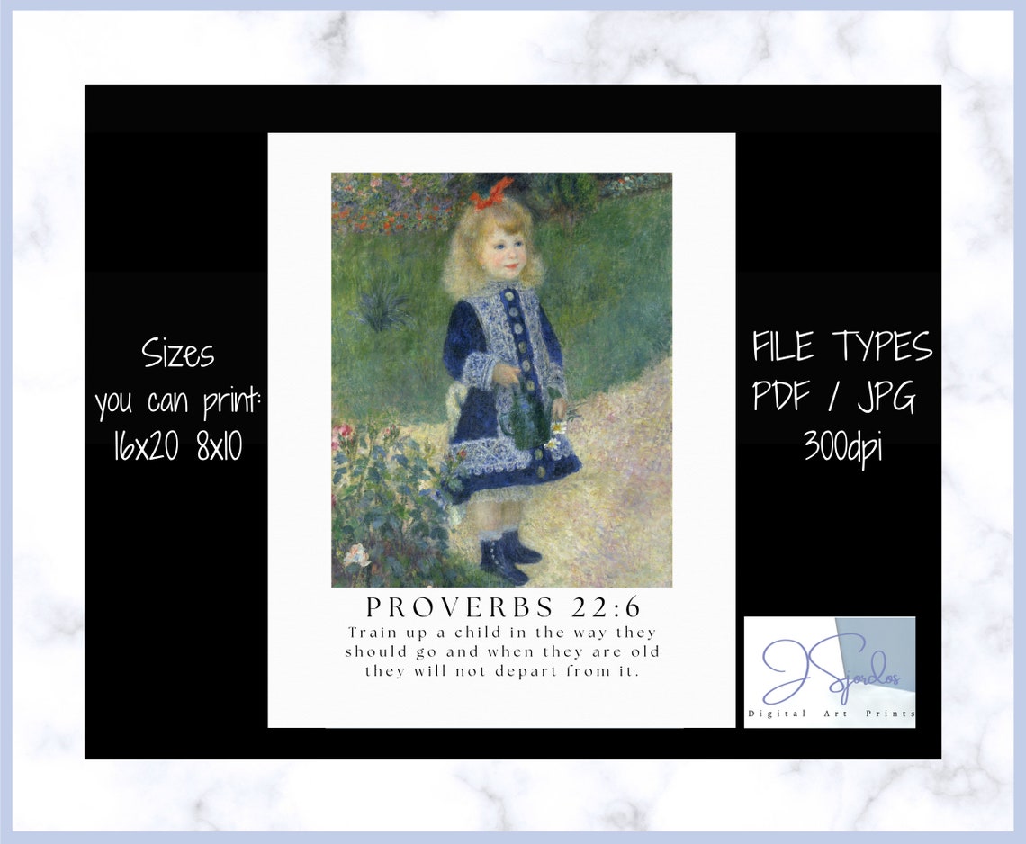 Bible Scripture Art, Proverbs 22:6, Christian Wall Poster, Religious ...