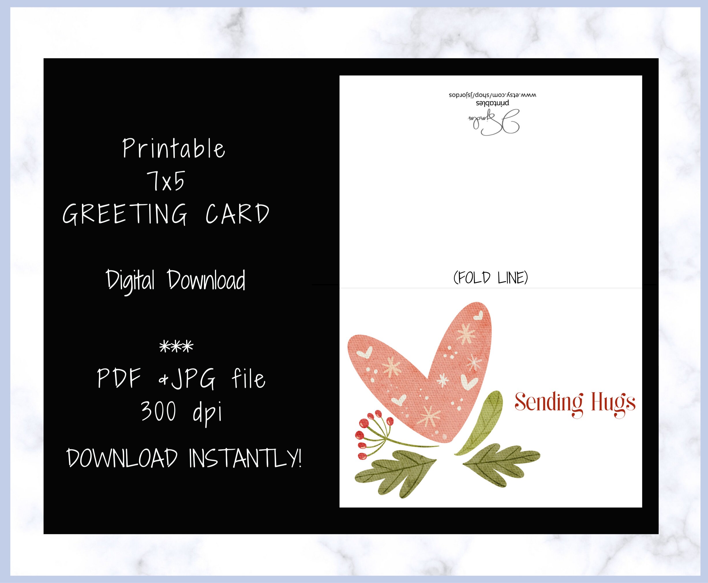Printable Greeting Card, Sending Hugs Card Download, Cards Sending Hugs ...