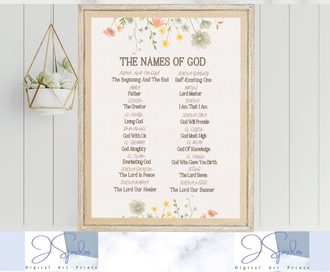 Names of God Wall Art, Pdf, Christian Printables, Christian Wall Art ...