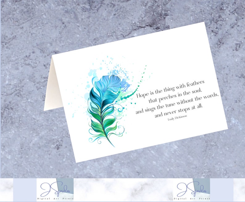 Emily Dickinson Poem Printable Card, Emily Dickinson Hope is the Thing ...