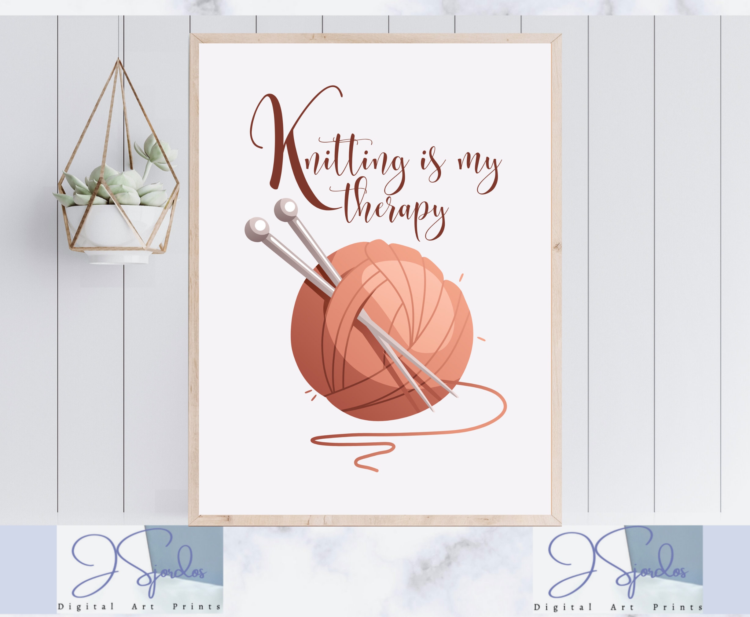 Knitting is My Therapy Wall Art, Knitting Picture, Yarn Ball, Knitting ...