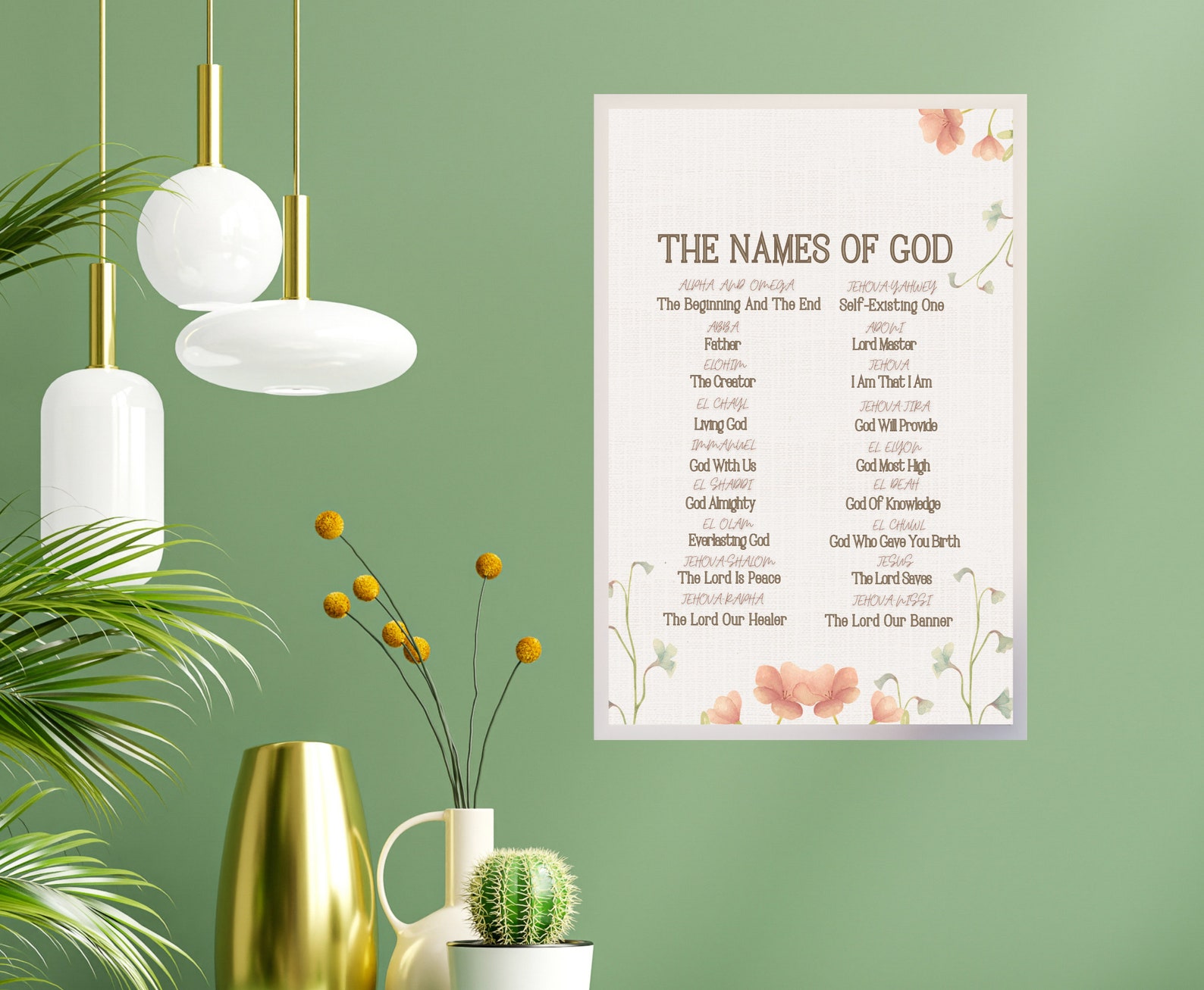 The Names of God Wall Art, Christian Printables, Christian Wall Art ...