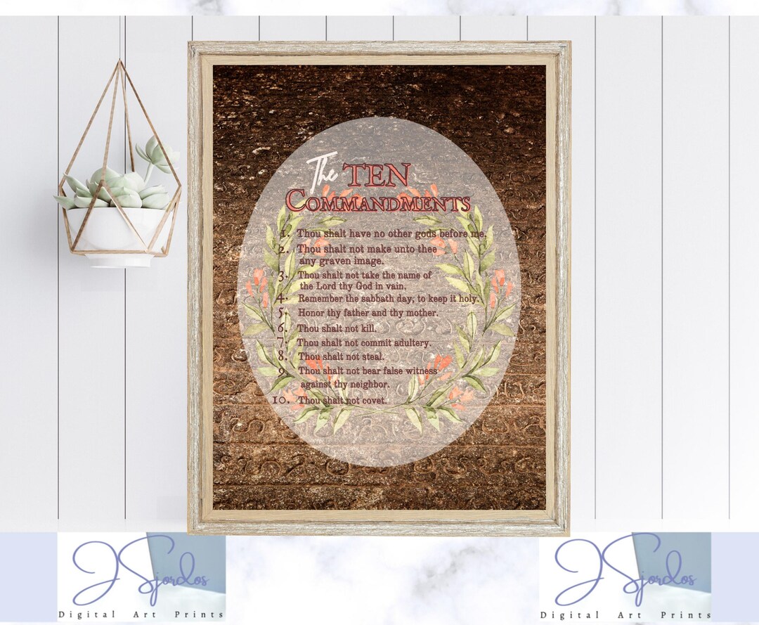 The Ten Commandments Wall Art, KJV, Christian Canvas Wall Decor ...
