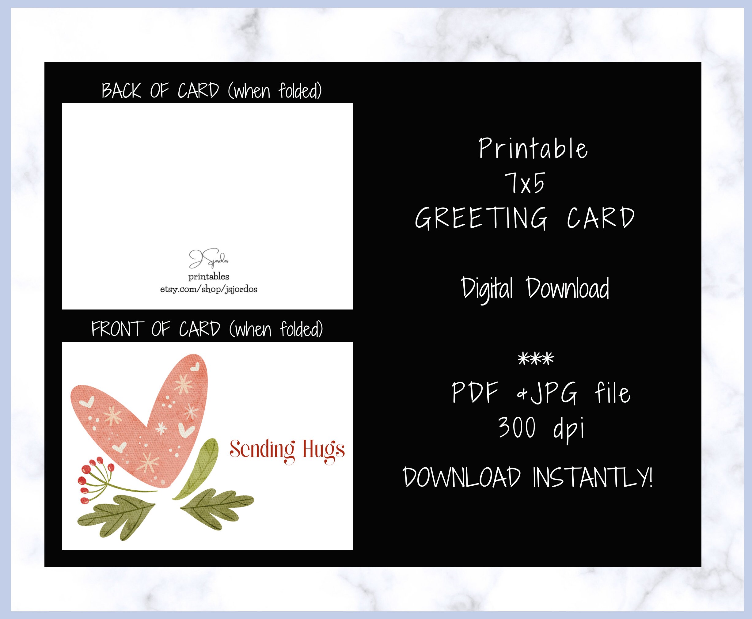 Printable Greeting Card, Sending Hugs Card Download, Cards Sending Hugs ...