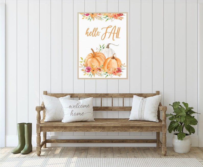 Hello Fall Sign, Hello Fall Digital Print, Fall Home Decor, Fall ...