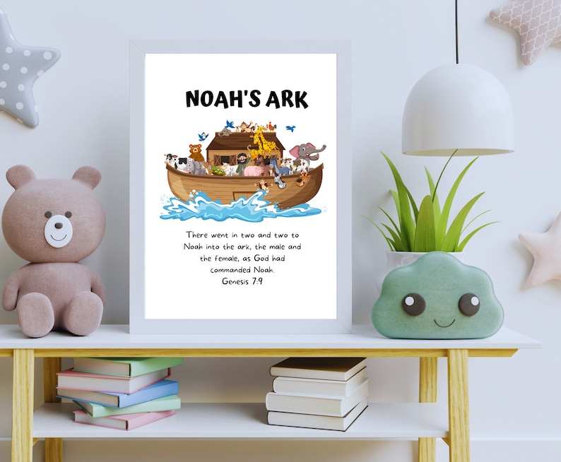 NOAH'S ARK Printable Nursery Bible Verse Religious - Etsy